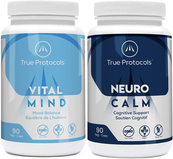 Brain Protocol - Neuro Calm (90 Capsules) & Vital Mind (90 Capsules ...